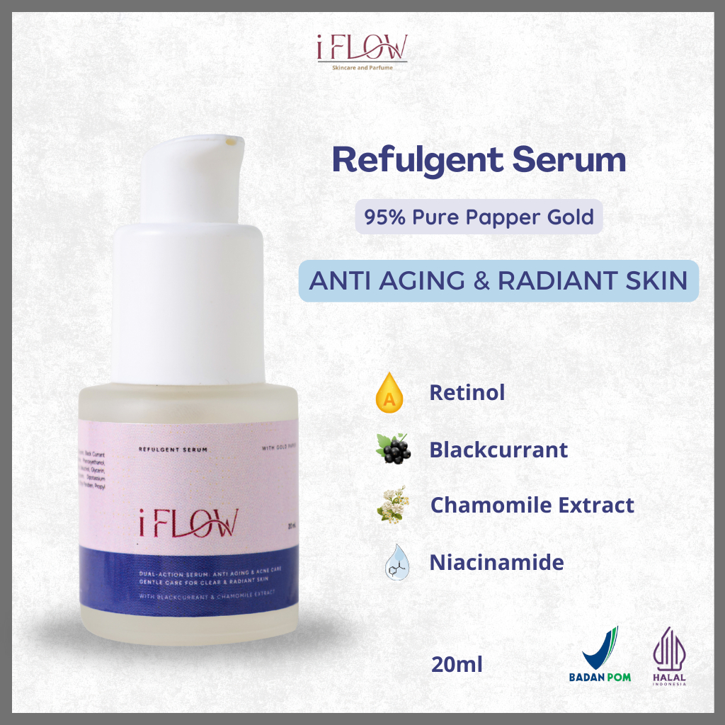 Jual Refulgent Serum Anti Aging and 95% pure Paper Gold 20ml | Shopee ...