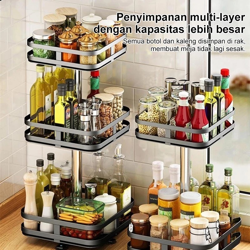 Jual Rak Dapur Rak Bumbu Putar 360 Derajat Bahan Baja Tahan Karat 3 ...