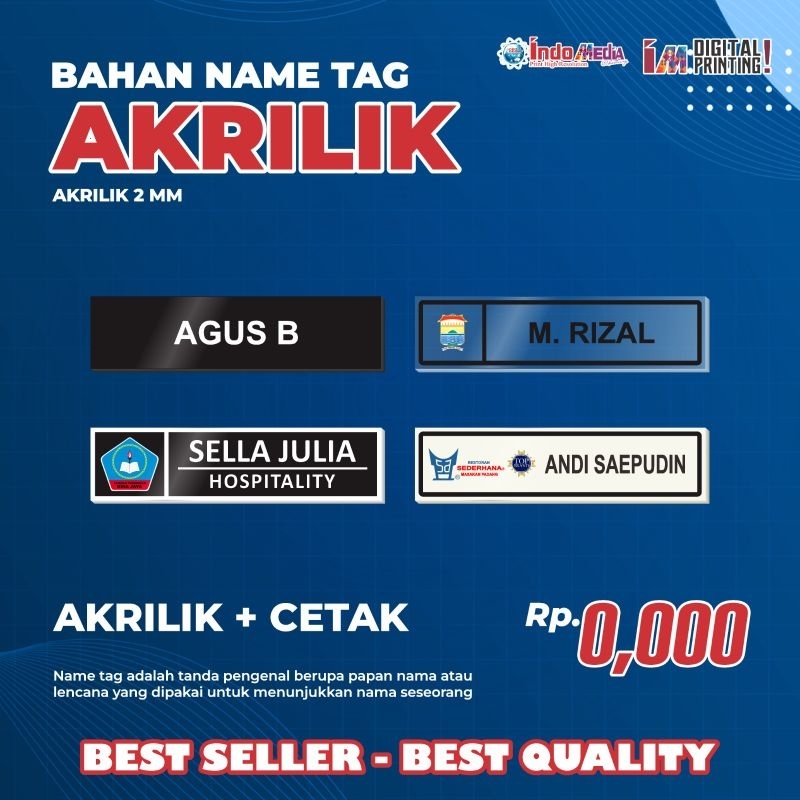 Jual NAMETAGE / NAMA DADA / NAMETAG / PAPAN NAMA / BET NAMA | Shopee ...