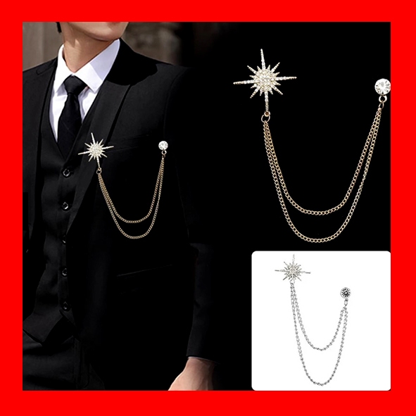 Jual Lapel Pin Bros Jas Rantai Rumbai Bintang Brooch Pria Wanita ...