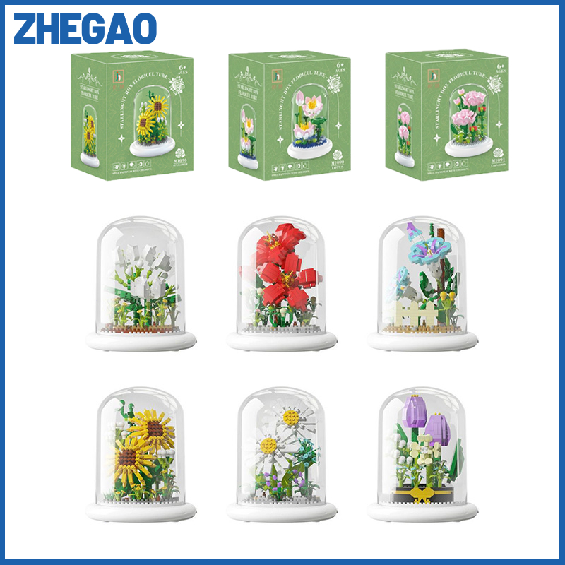 Jual ZHEGAO Bricks Bunga Mainan Blok Bunga lampu Bangunan Pot Tanaman ...