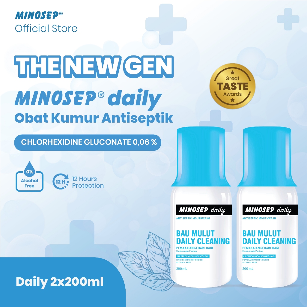 Jual Minosep DAILY Obat Kumur Antiseptik 200ml 2 botol TWIN PACK ...