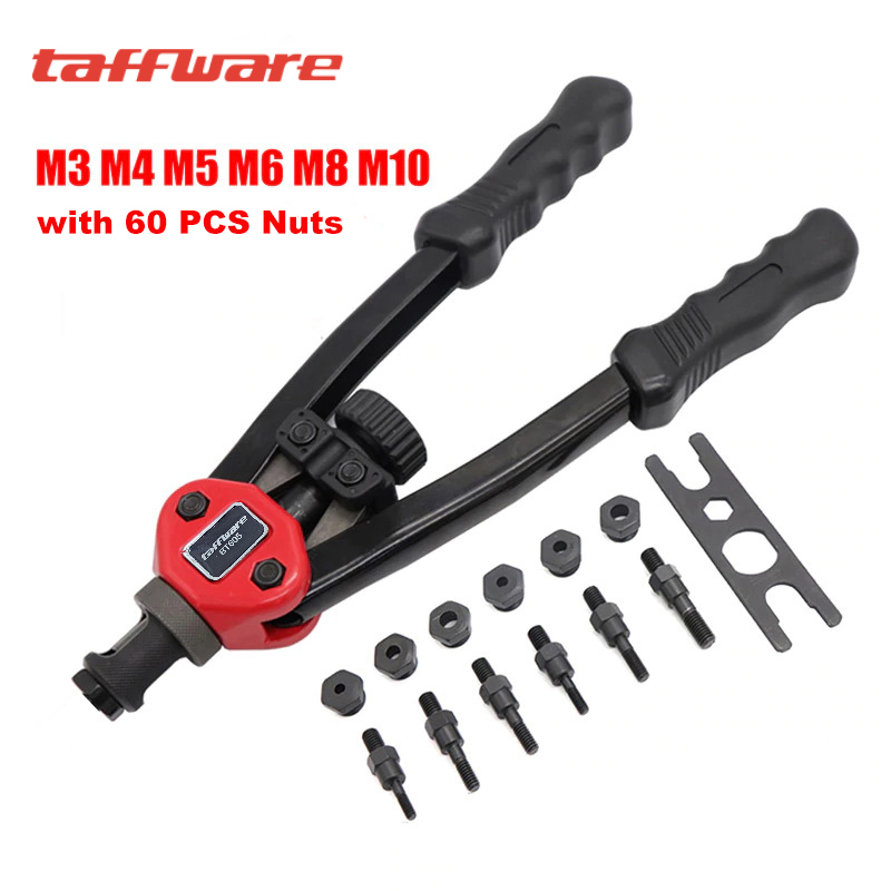 Jual tang paku rivet hand nuts gun with 60pcs nut hand riveter Tang ...
