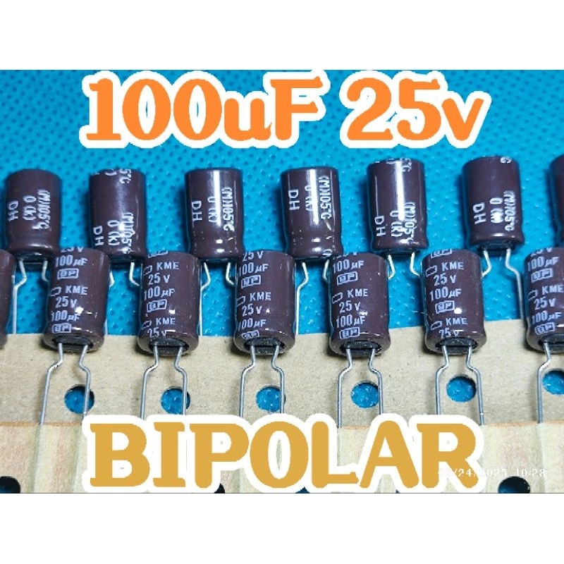 Jual Kapasitor capasitor elko elco 100uF 25V 25volt 100 uf nonpolar bipolar BP original | Shopee ...