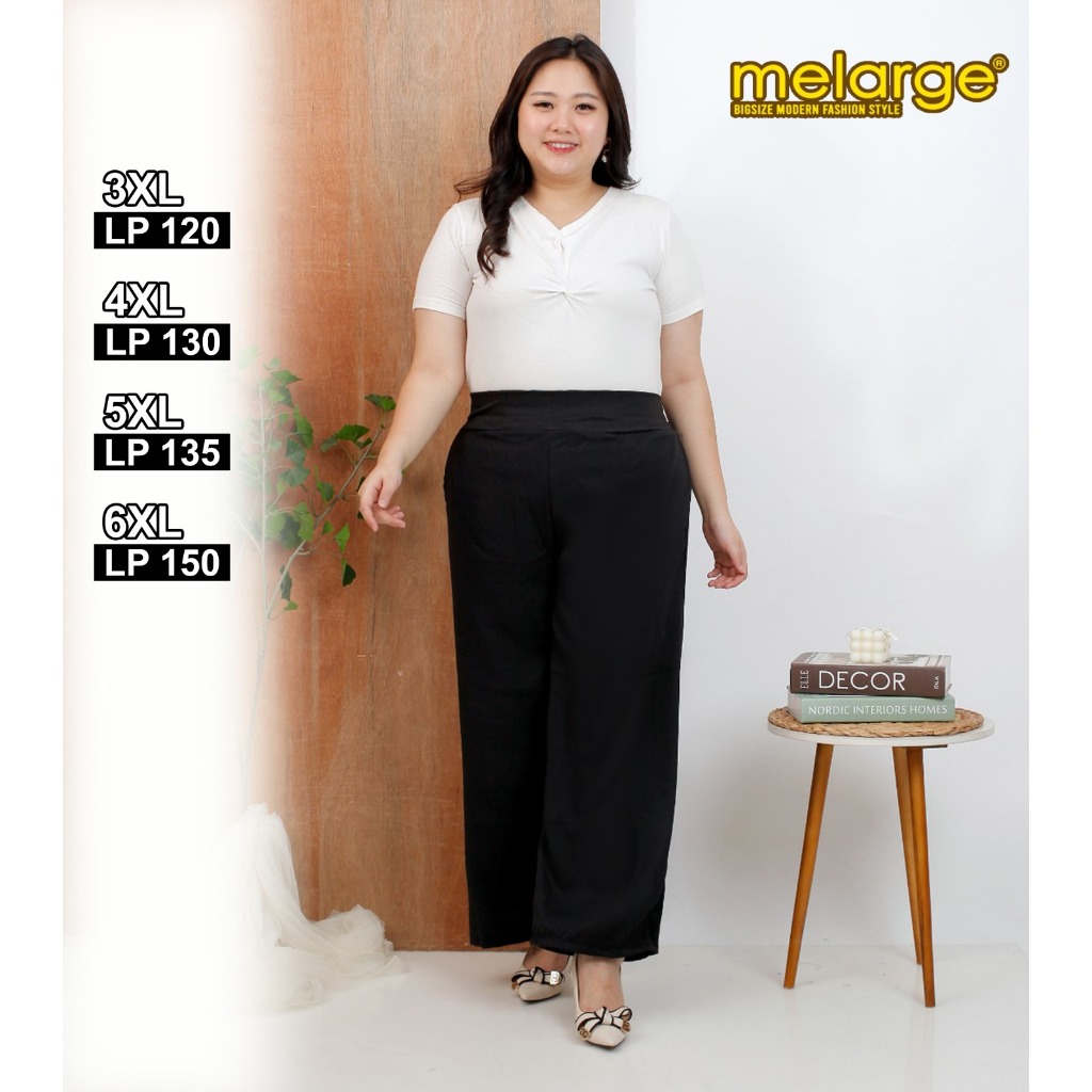 Jual MELARGE - Celana Kulot Jumbo Wanita Kerja Kantor Big Size Besar Oversize Polos Melar Xxxl ...