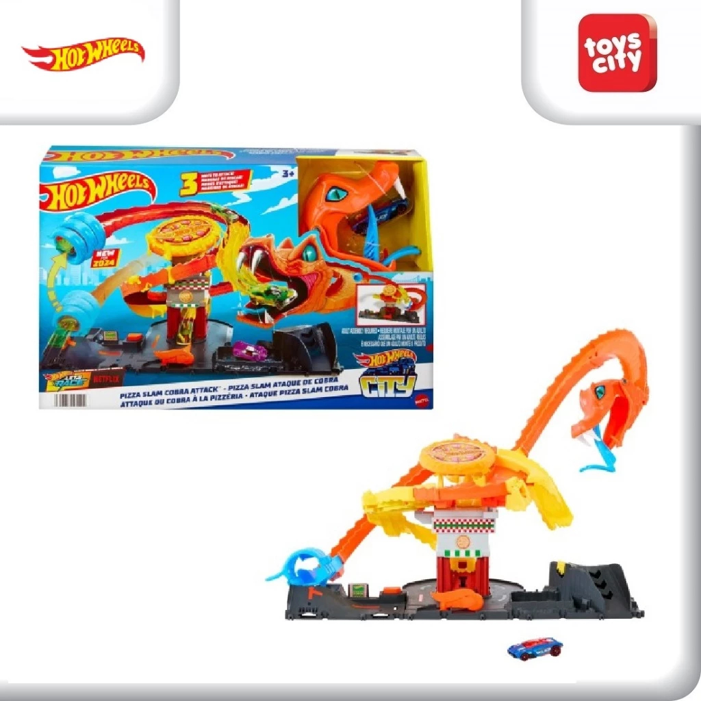 Jual Hot Wheels City Track Set, Pizza Slam Cobra Attack Playset, Snake ...