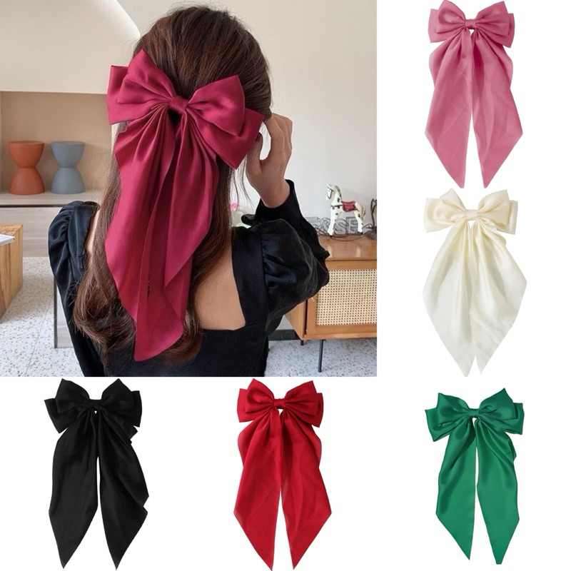 Jual Emory Big Bow Long Hairpin Jepit Rambut Pita Ribbon Satin Silk ...