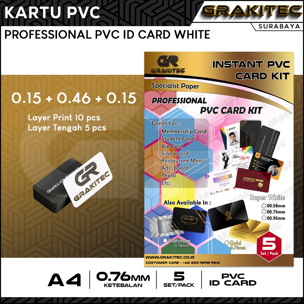 Jual PVC ID Card A4 PREMIUM - Kertas PVC ID Card Super White 0.76/0.96 ...