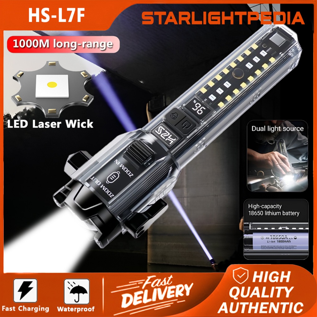 Jual Senter Safety L7F 10 IN 1 LED Laser 30w Cas Roll Zoom In Out ...