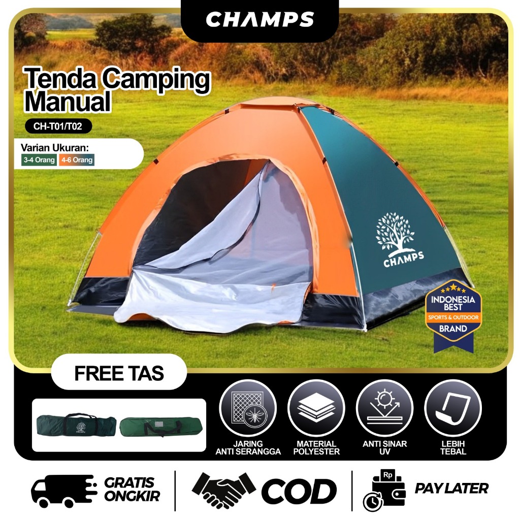 Jual CHAMPS Tenda Camping Rakit Tiang Portable | Tenda Gunung Camo ...