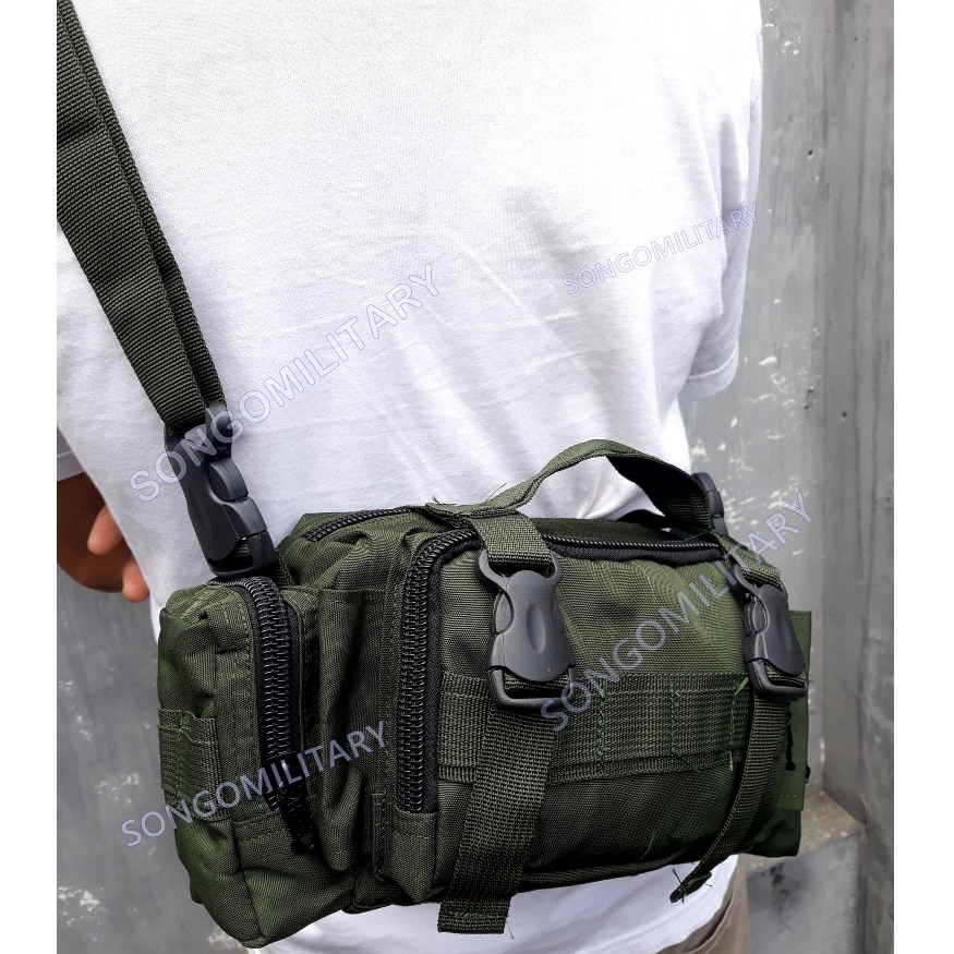 Jual SM Tas Selempang TNI POLRI / Tas Samping Hijau Army / Tas Pinggang ...