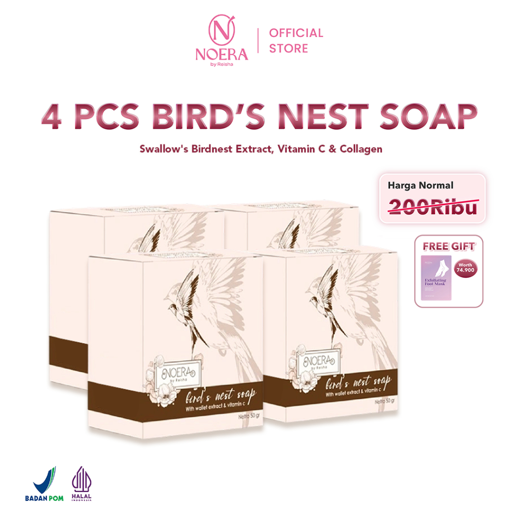 Jual Noera Bundling 4 Box Noera Bird’s Nest Soap FREE Foot Mask | Sabun ...