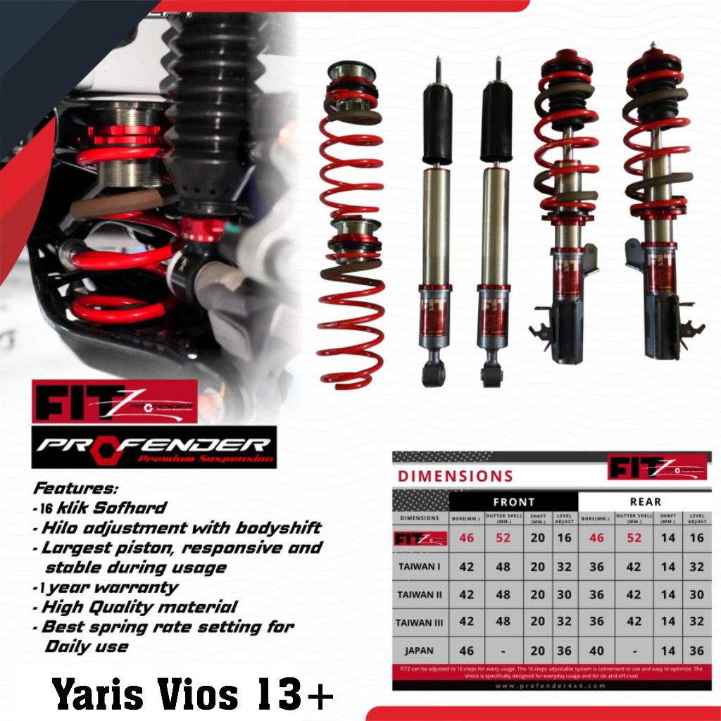 Jual PROFENDER FITZ COILOVER UNTUK YARIS VIOS | Shopee Indonesia