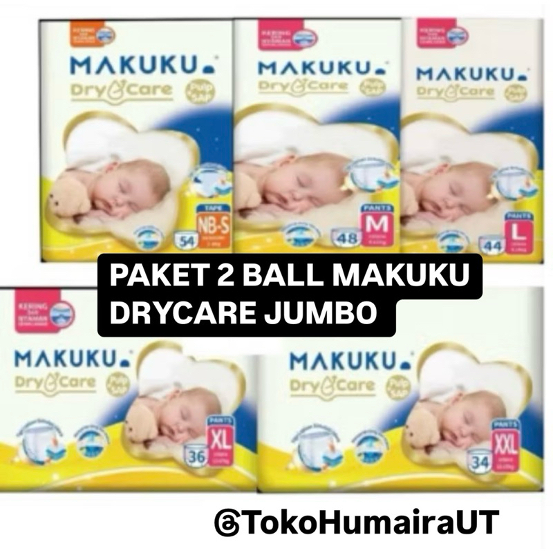 Jual {2 PACK} MAKUKU DRY CARE PAKET 2 BALL TAPE NB- S54 PANTS M48 L44 ...