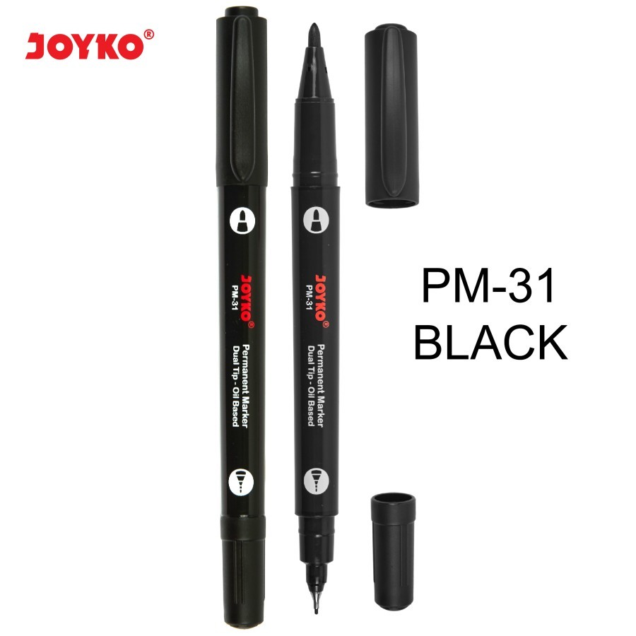 Jual Joyko Spidol Marker Permanent Dual Tip HITAM PM-31 Original (1 PCS ...