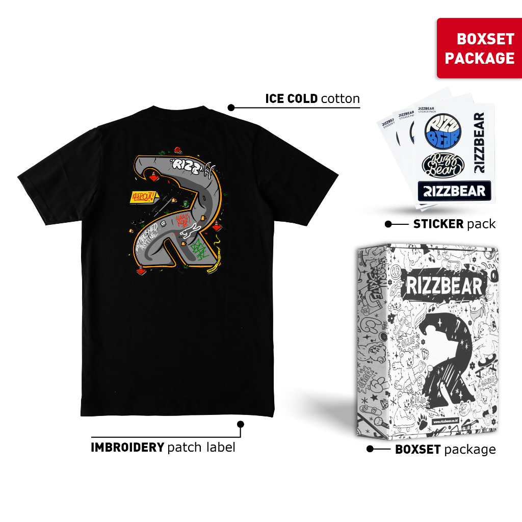 Jual RIZZBEAR Kaos Lengan Pendek Skatepark T-Shirt Black Premium ...