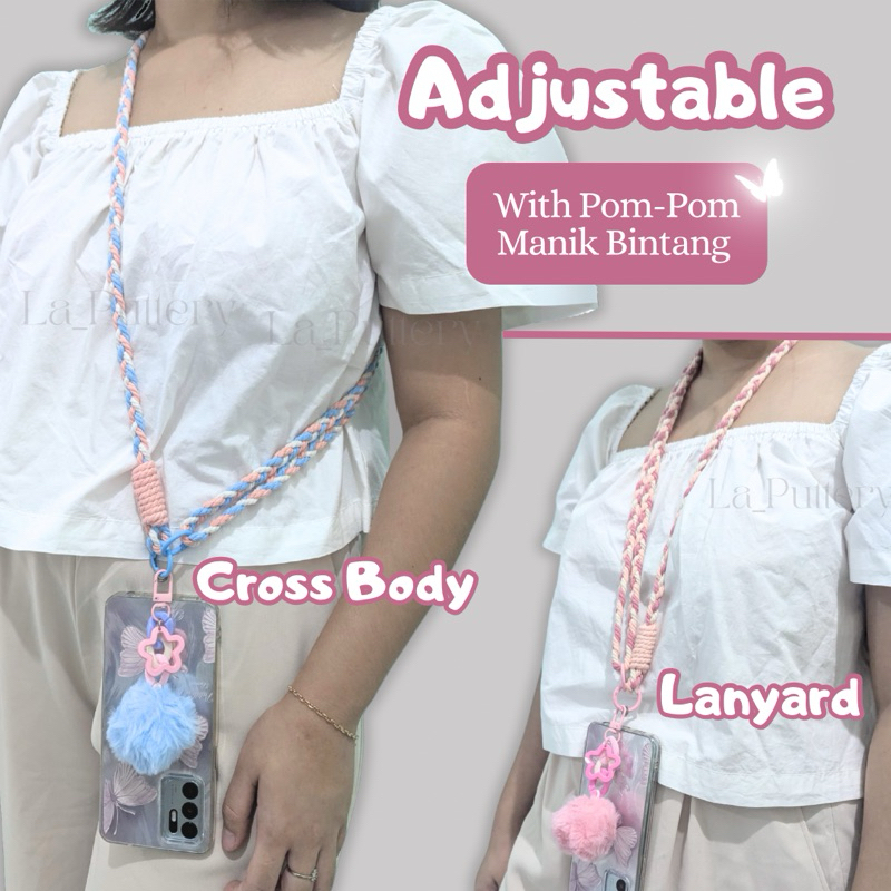 Jual Pom Pom Manik Bintang Tali Hp Lanyard Universal Bisa Cross Body ...
