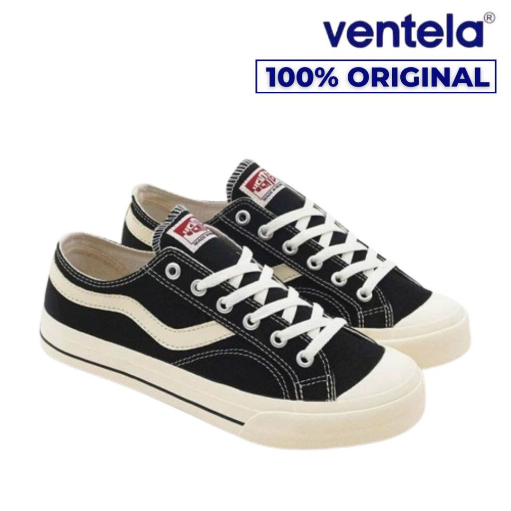 Jual Ventela 70s Public Low Black Natural Sepatu Sneakers Unisex Sekolah SD SMP SMA [PREMIUM ...