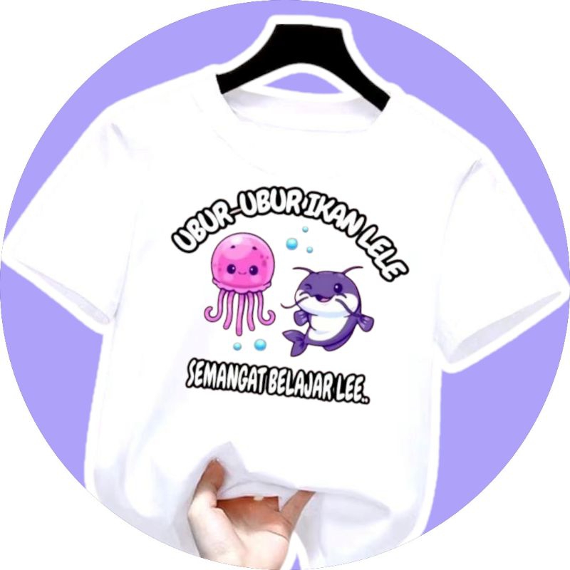 Jual Kaos Anak-Anak Unisex Motif Ubur" ikan Lele Semangat Lee DTF Bahan TC Combed 28s Umur 2-12 ...