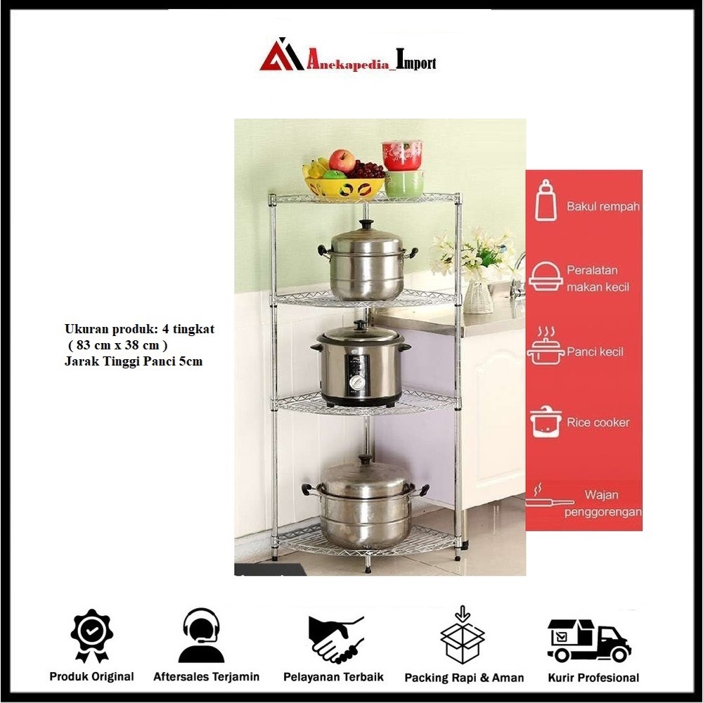 Jual Rak Susun Stainless 4 Tingkat - Rak Panci - Rak Galon - Rak dapur ...