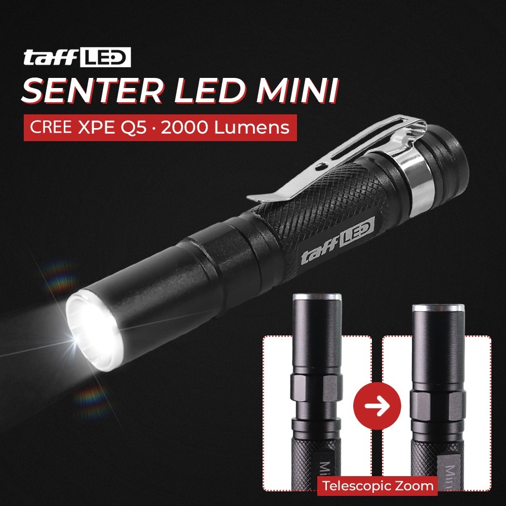 Jual Senter LED Mini Pocket Cree XPE Q5 2000 Lumens TaffLED 864 ...