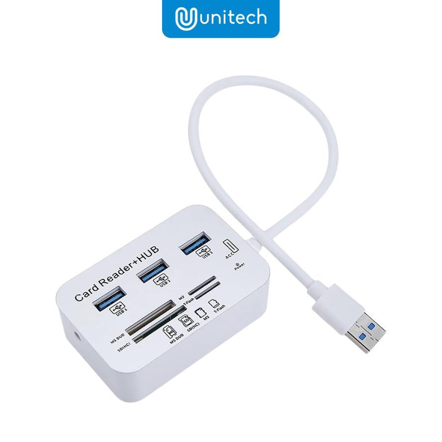 Jual USB HUB 7in1 Unitech Combolink 3 Port USB 3.0 + 4 Slot Card Reader ...