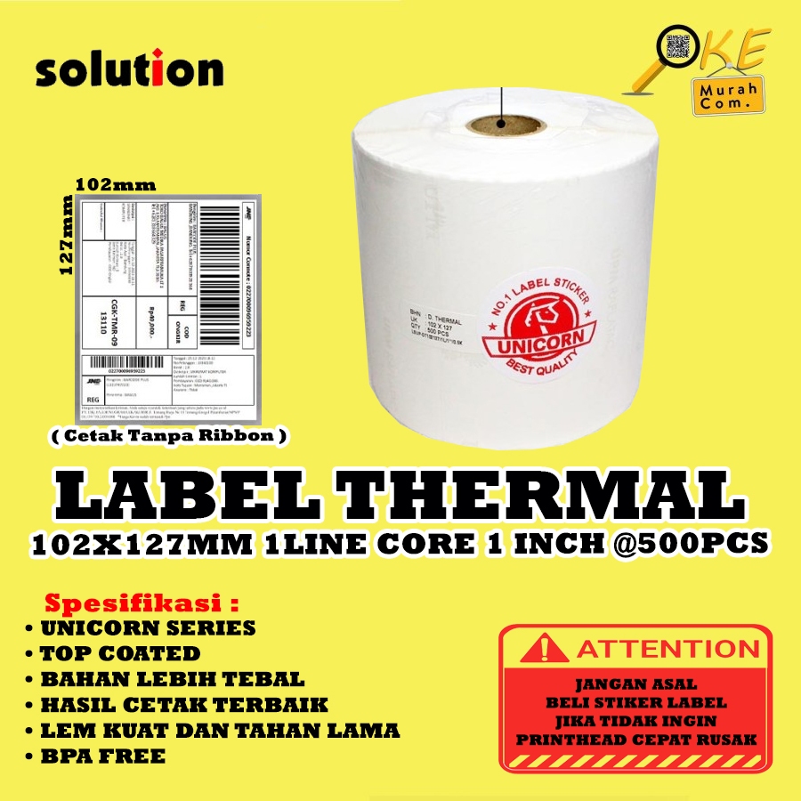 Jual Stiker Label Barcode Thermal 102x127 mm / 102x127mm 1 Line Core 1 inch isi 500pcs Label ...