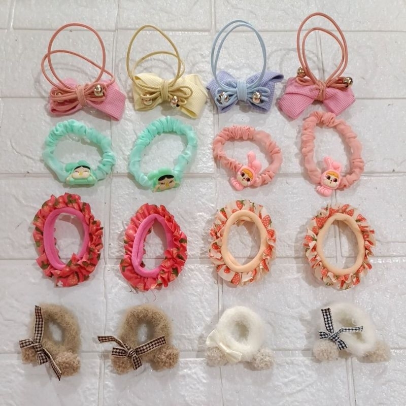 Jual Ikat rambut/kuncir rambut aneka motif dan warna isi 12 pcs ...