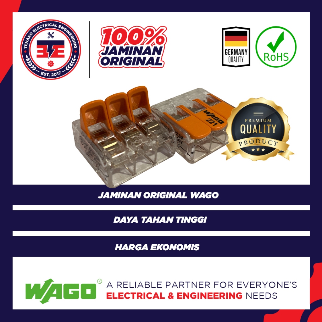 Jual WAGO Cable Connector 221-613 Transparant Connector 3 Wire Compact ...