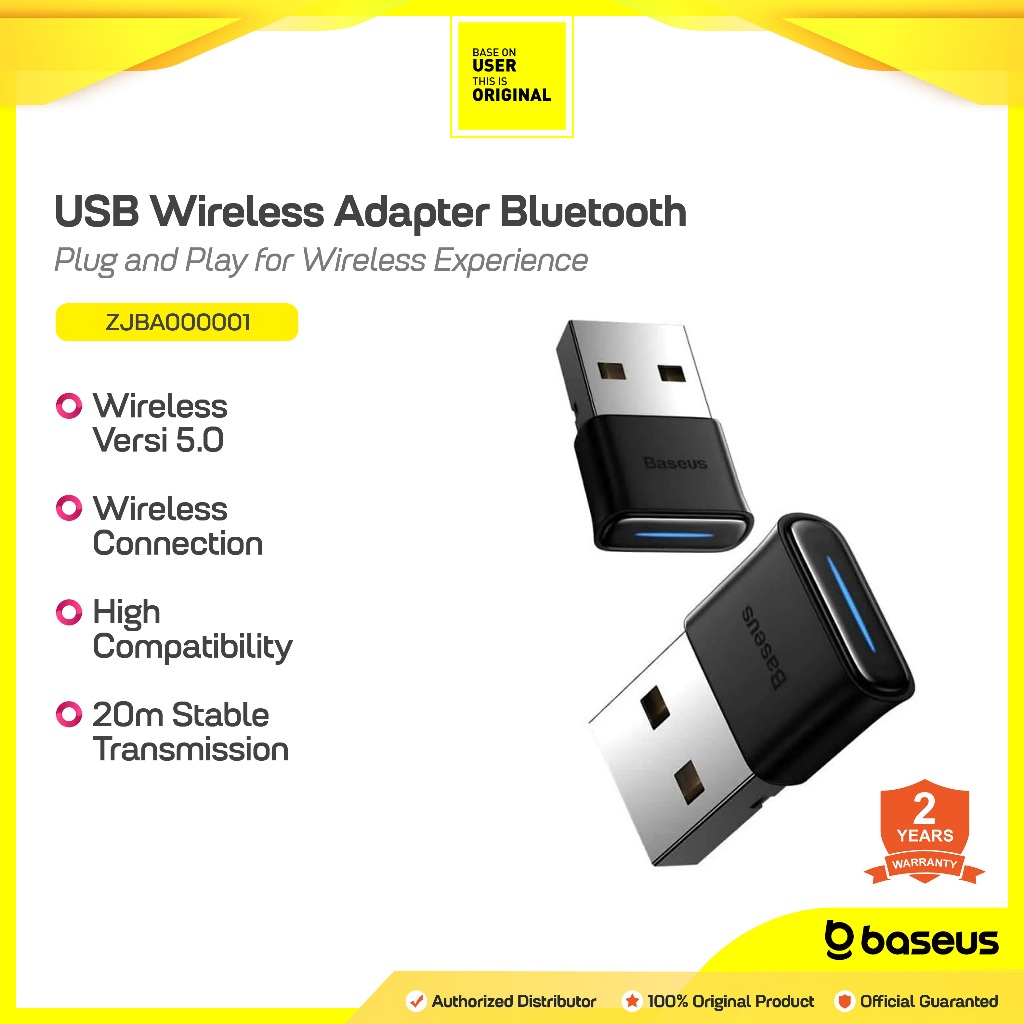 Jual Baseus Original BA04 USB Wireless Adapter Bluetooth Version 5.0 Dongle Adaptor Receiver Ori ...