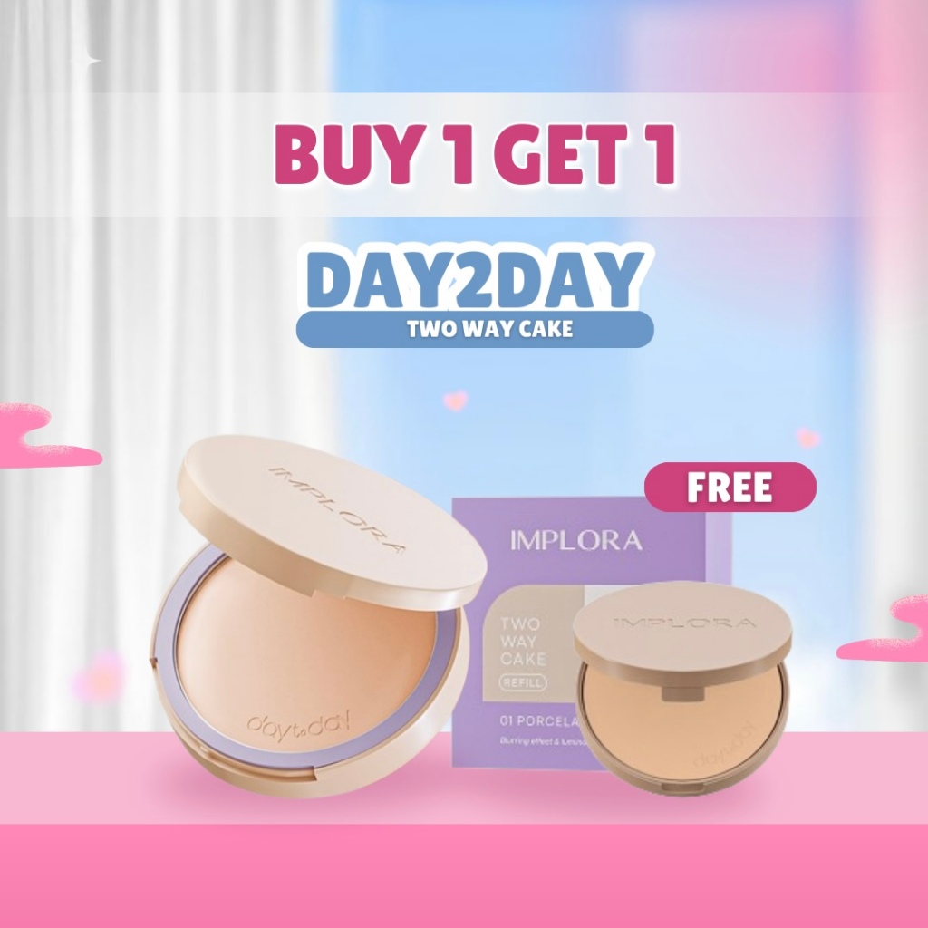 Jual [BUY 1 GET 1] IMPLORA Day to Day Series Two Way Cake Bedak Wajah ...