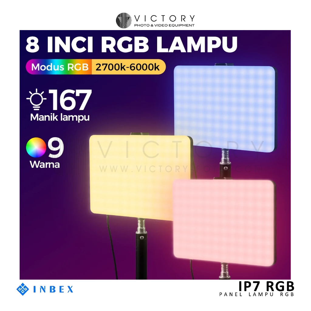 Jual INBEX IP7 Lampu panel LED RGB untuk Video konten kreator & Light ...