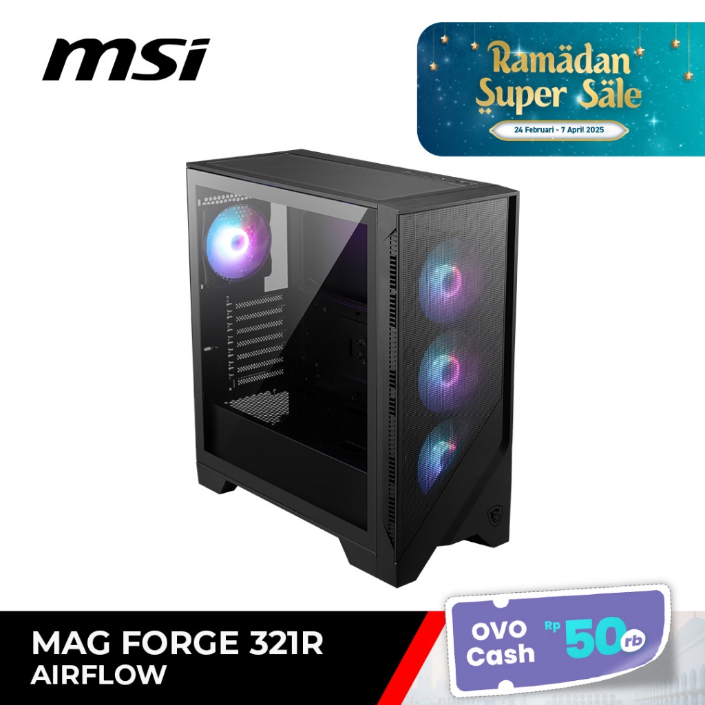 Jual Casing PC Gaming MSI FORGE 321R AIRFLOW ATX Tempered Glass USB ...