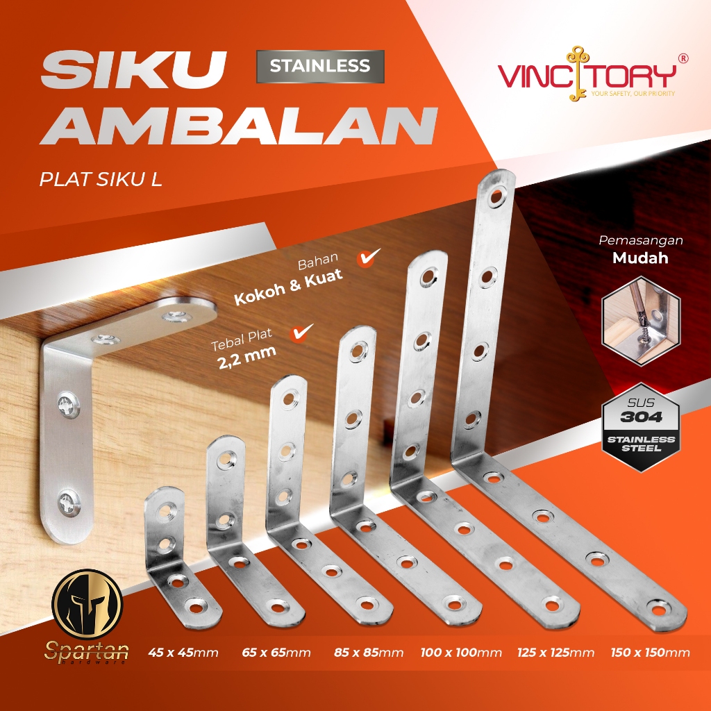 Jual Siku Rak Dinding Ambalan Plat L Penyangga Bracket Stainless 4,5 6 ...