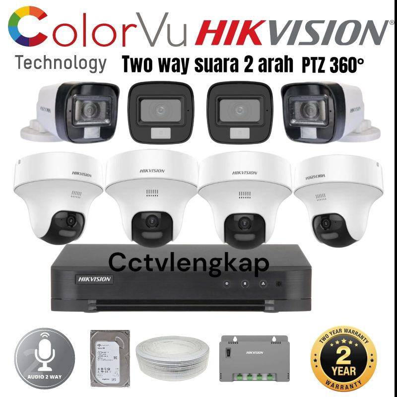 Jual PAKET CCTV HIKVISION 8 CHANNEL 8 KAMERA AUDIO 2 ARAH COLORVU TURBO ...