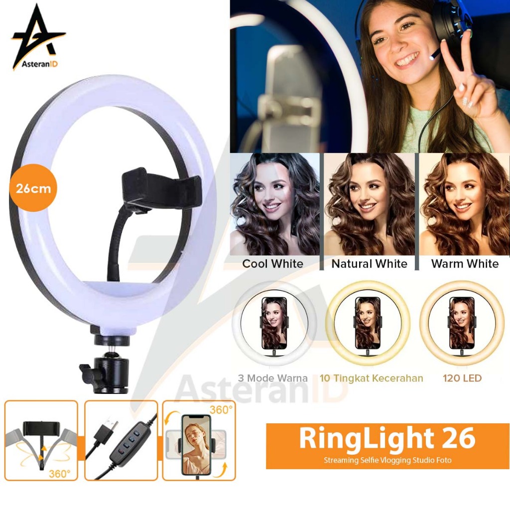 Jual Ring Light 26 Streaming Selfie Vlogging Studio Foto | Shopee Indonesia
