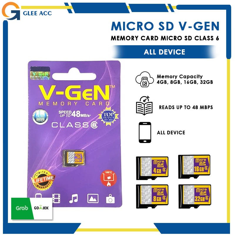 Jual V-GEN Micro SD Class 6 4GB 8GB 16GB 32GB Non Adaptor Memori Card ...
