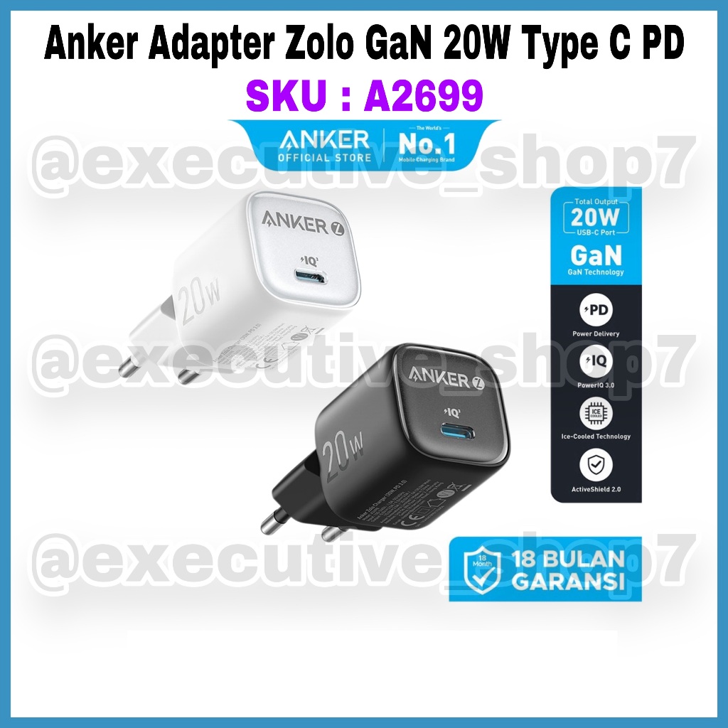 Jual Anker Adapter Zolo GaN 20W Type C - SKU : A2699 | Shopee Indonesia