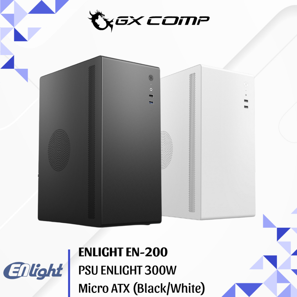 Jual Enlight EN-200 Black & White Inc PSU 300W - Casing PC mATX - Case ...