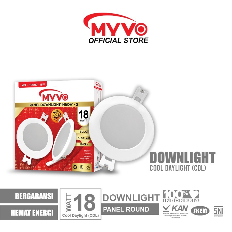 Jual Lampu LED Downlight myvo Panel Round Inbow Cahaya Putih | Shopee ...