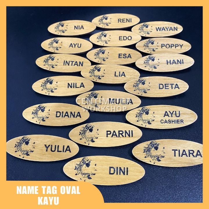 Jual Name Tag Oval Kayu / Name Tag Custom / Name Tag / Kayu | Shopee ...