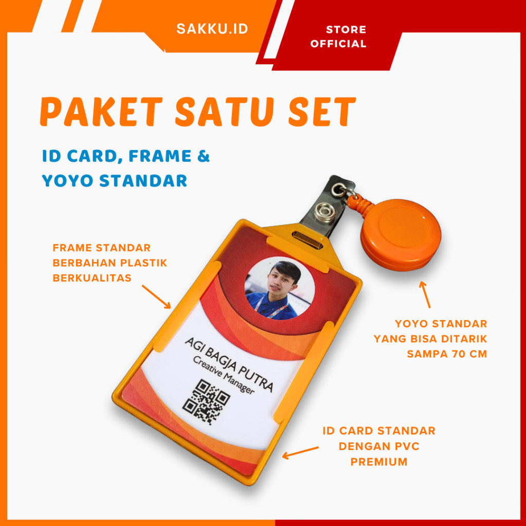 Jual SATU SET PAKET NAME TAG CETAK ID CARD / YOYO STANDAR /HOLDER STD ...