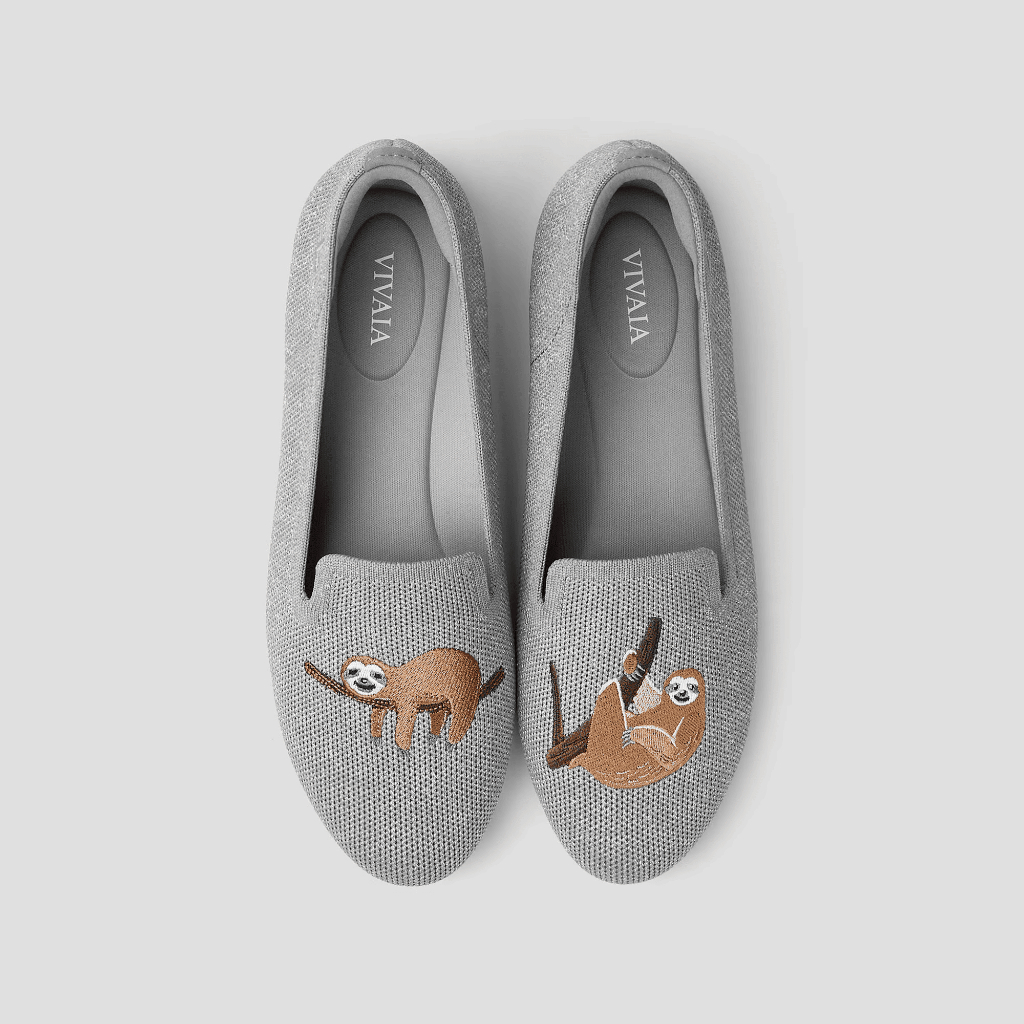 Jual VIVAIA Sepatu Wanita Round-Toe Embroidered Loafers (Audrey) - Grey ...