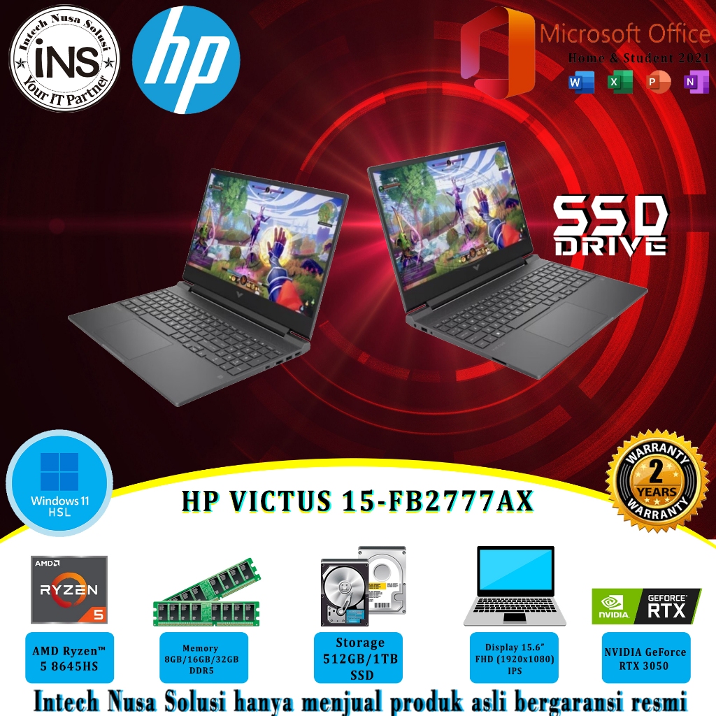 Jual HP VICTUS 15-FB2777AX R5-8645HS 16GB 512GB WIN11+OHS2021 2YR ...