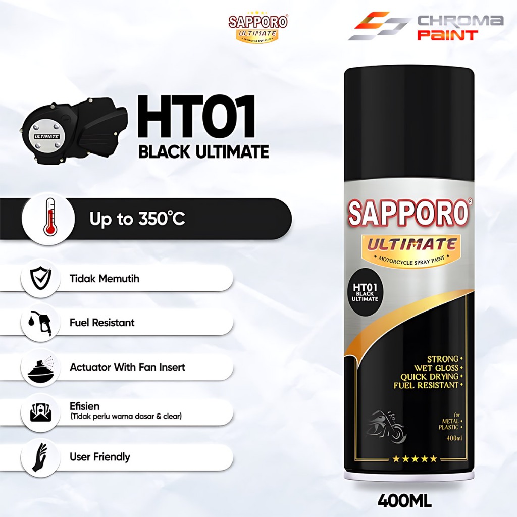 Jual Sapporo Ultimate Hi Temp Black Ultimate HT01 – Cat Tahan Panas Knalpot dan Mesin | Shopee ...
