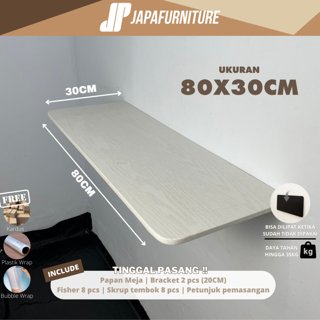 Jual MEJA LIPAT DINDING 80 X 30 SATU SET (MEJA+BRACKET)/ MEJA BELAJAR ...