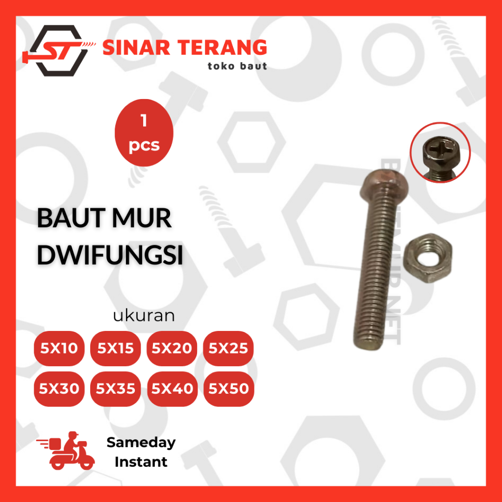 Jual Baut Mur Dwifungsi M5 - Baut Mur Aki - Dwifungsi Kunci 8 - Baut Hexa Kuning | Shopee Indonesia