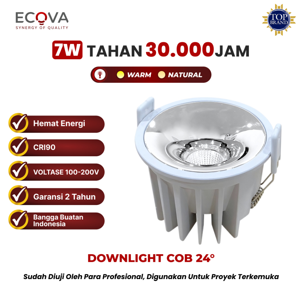Jual Ecova - Lampu Downlight LED COB (Chip On Board) 24° | White Body ...