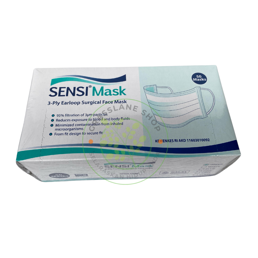 Jual Sensi Masker Medis Surgical Mask Earloop 3 ply 3ply isi 50 bh ...