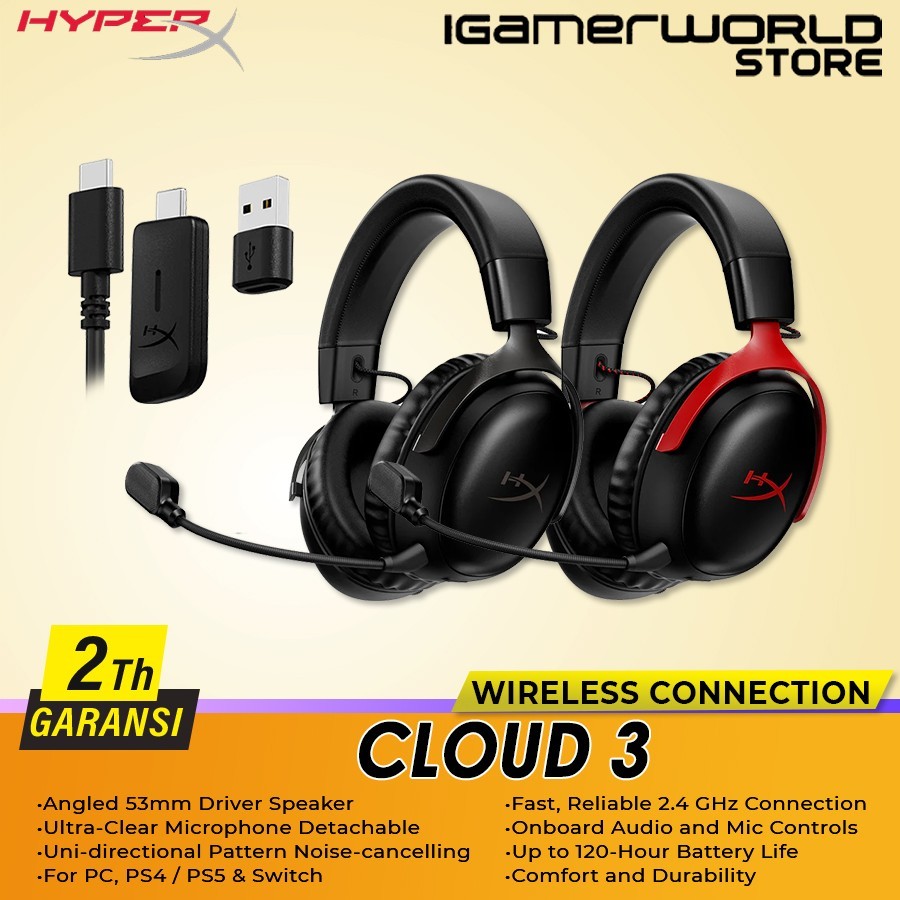 Jual HyperX Cloud III / Cloud 3 Wireless with DTS Spatial Gaming ...